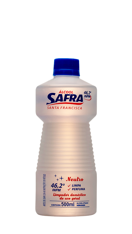 Álcool Safra Líquido 46,2º INPM Neutro – 500ml - Álcool Safra