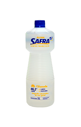 Álcool Safra Líquido 46,2º INPM Citronela – 1L - Álcool Safra
