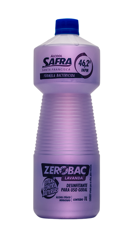 Álcool Safra Líq. 46,2º INPM Bactericida Lavanda - 1L - Álcool Safra