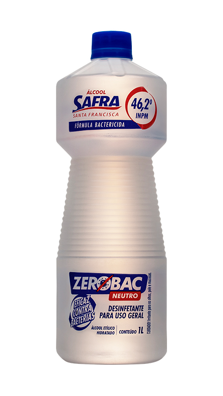 Álcool Safra Líq. 46,2º INPM Bactericida Neutro - 1L - Álcool Safra
